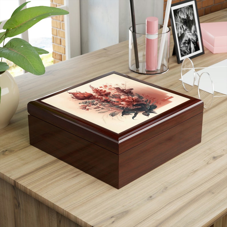 Red Watercolor Flower Jewelry Box - Perfect for Mother's Day ...