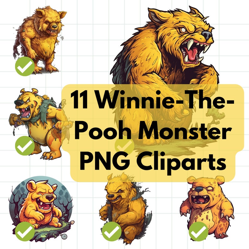11 Creepy Winnie the Pooh Monster Clipart Designs | Winnie the Pooh ...