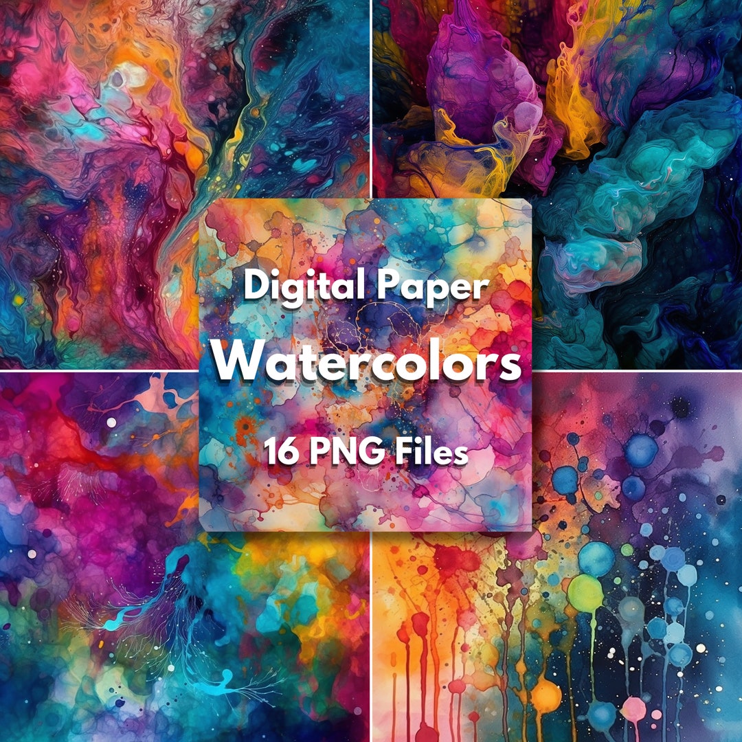Watercolor Ink Digital Paper, Watercolor Ink Clipart, Watercolor ...