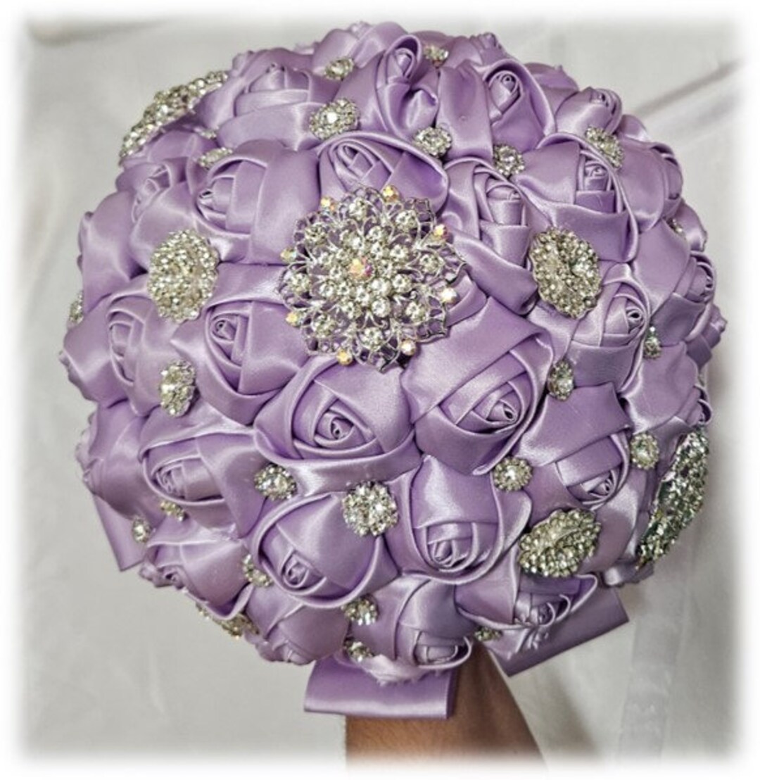 Lilac Satin Roses Quinceañera Bouquet - Etsy
