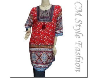 Chinese Cheongsam Qipao Style Floral Silky Satin Tunic Top Red - Etsy