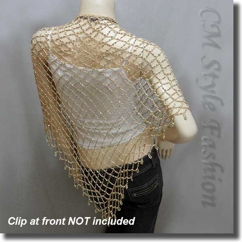Exotic Crochet Net Triangular Shawl Wrap Shawl Scarf Golden W/ Golden ...