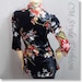 Chinese Cheongsam Qipao Style Floral Silky Satin Tunic Top Black - Etsy