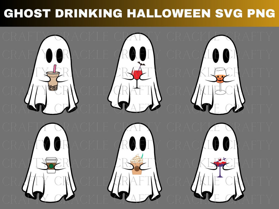 Ghost Svg, Ghost Drinking Svg, Cute Ghost Drinking Svg, Halloween Svg ...