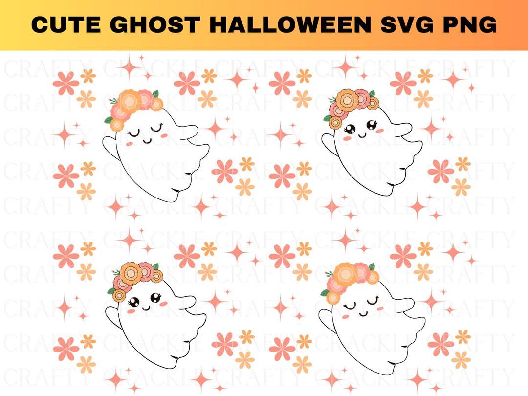 Cute Ghost SVG, Cute Halloween SVG, Halloween Pattern SVG, Spooky Svg ...