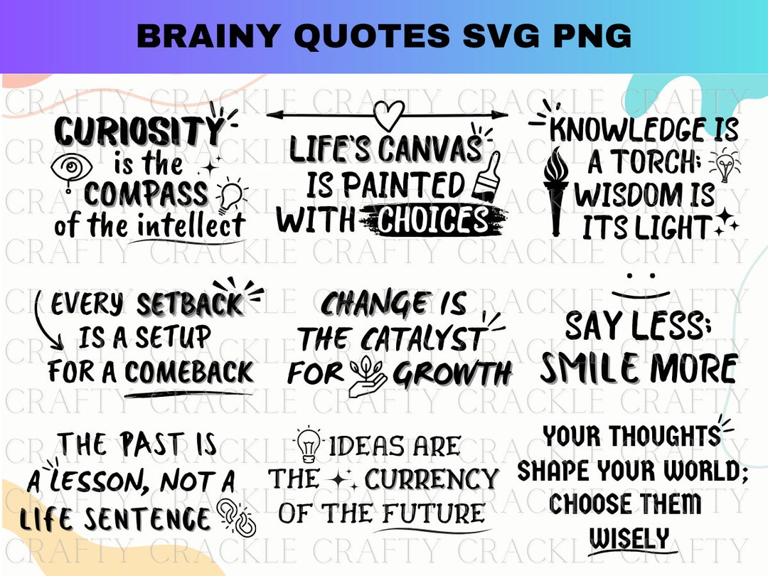 Brainy Quotes SVG Bundle: Inspirational Office Decor (digital Download ...
