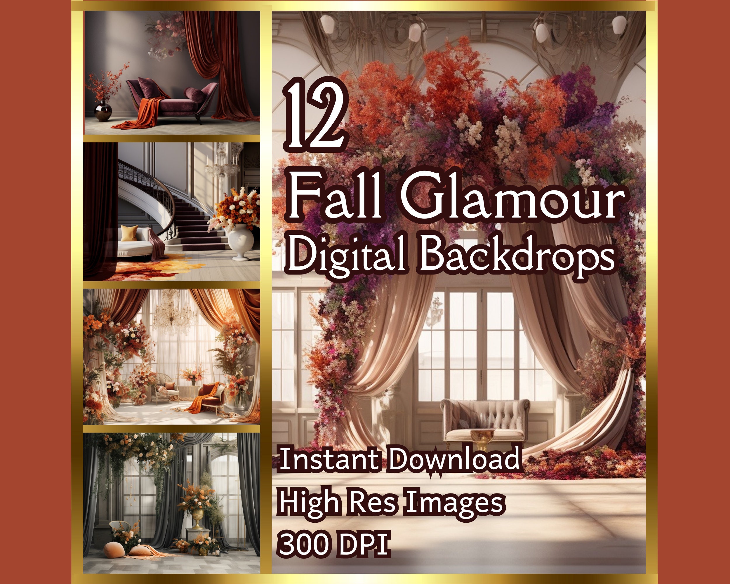 Fall Wedding Backdrop, Digital Photo Backdrops, Maternity Backdrop ...