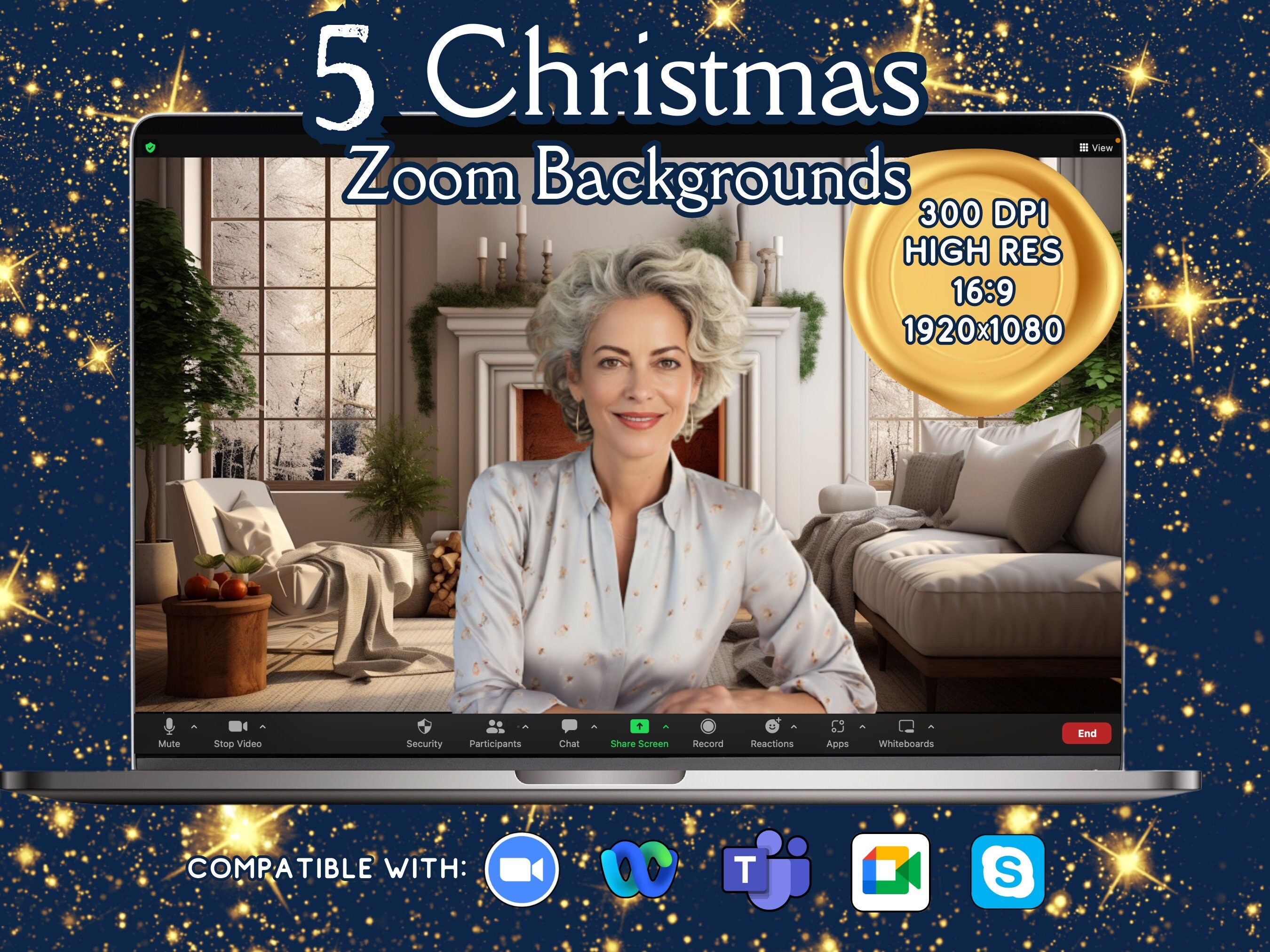 Christmas Zoom Background, Zoom Backdrop, Virtual Background - Etsy