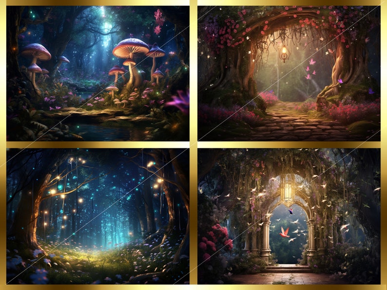 Enchanted Forest Backdrop, Magical Forest, Fairytale Backdrop, Alice in ...