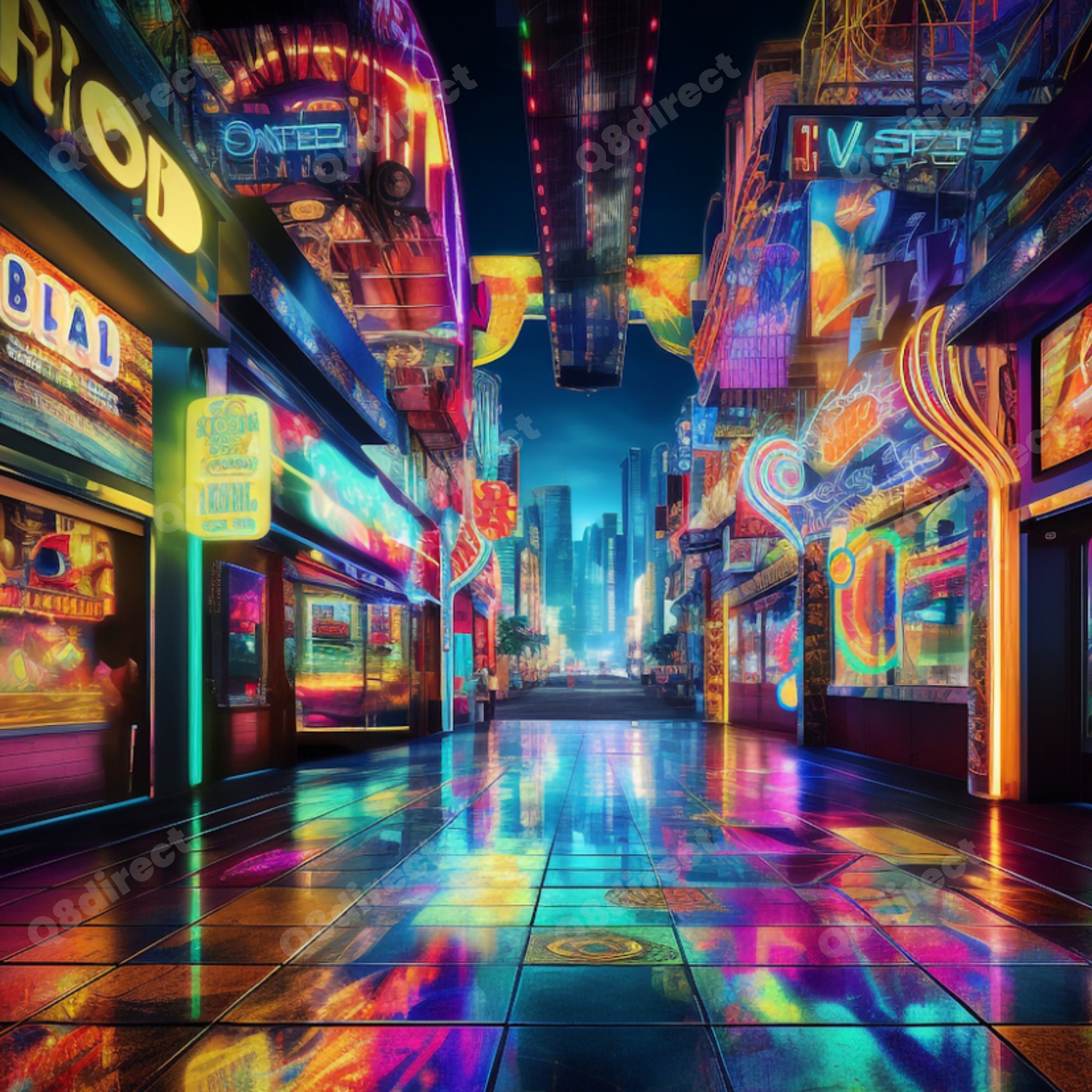 Neon Lights Digital Backdrops, Neon Effect Backgrounds, Glowing ...