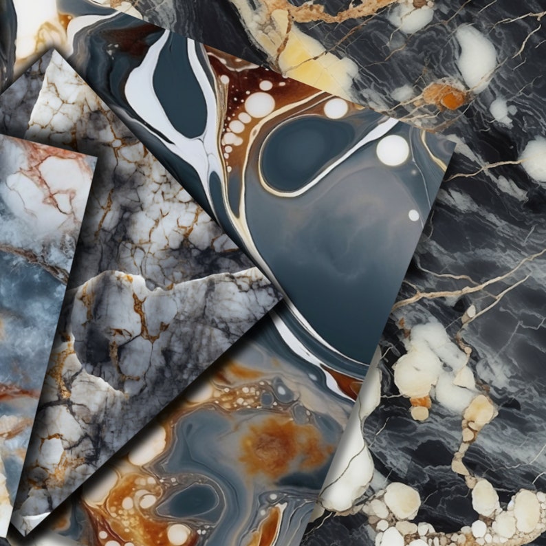 Marble Digital Paper, Marble Veins PNG, Marble Ink Paper, Scrapbook ...