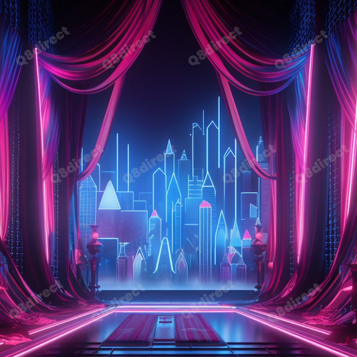 Neon Lights Digital Backdrops, Neon Effect Backgrounds, Glowing ...