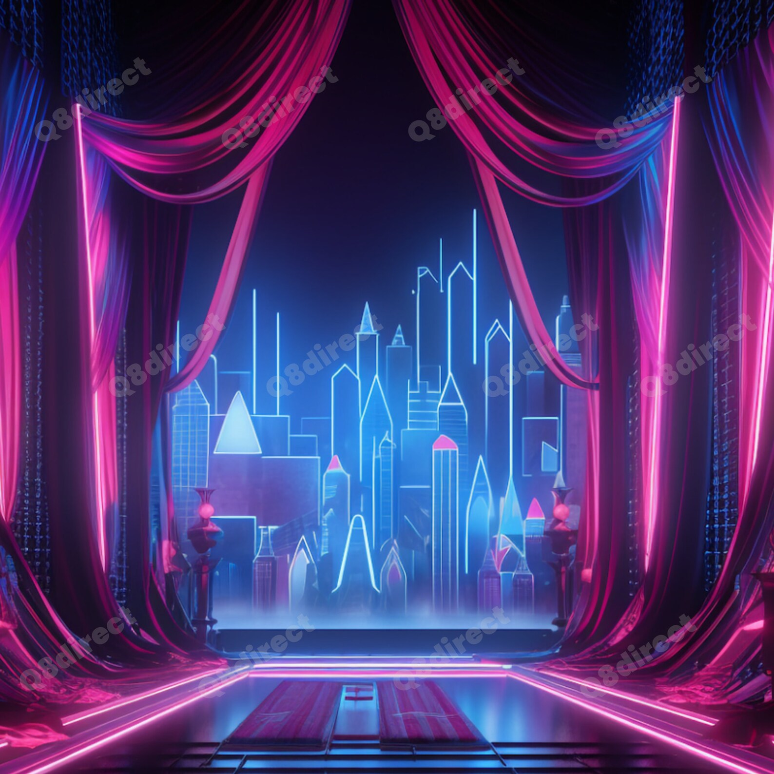 Neon Lights Digital Backdrops, Neon Effect Backgrounds, Glowing ...