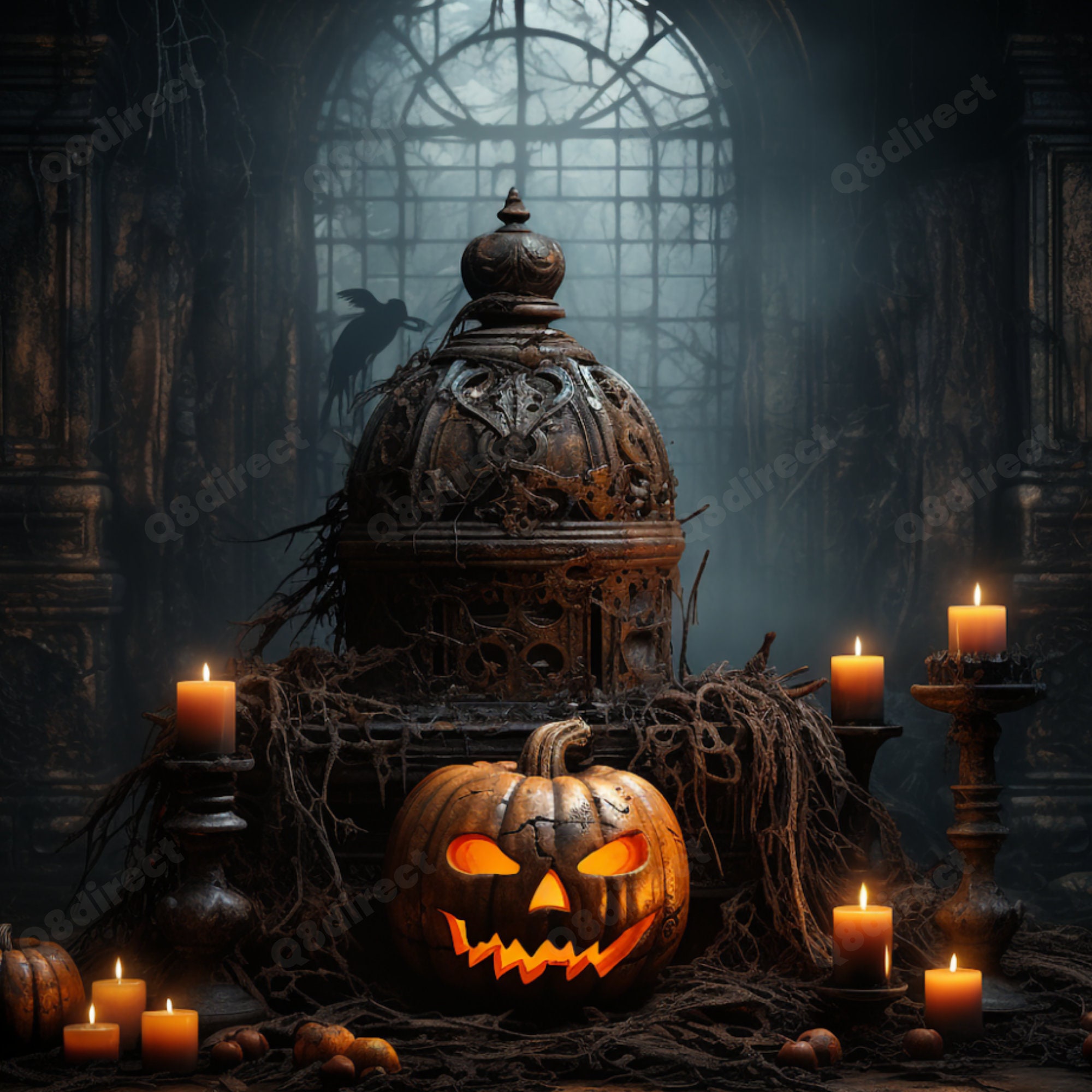 Holloween Digital Backdrops, Horror Scary Digital Backdrops, Halloween ...