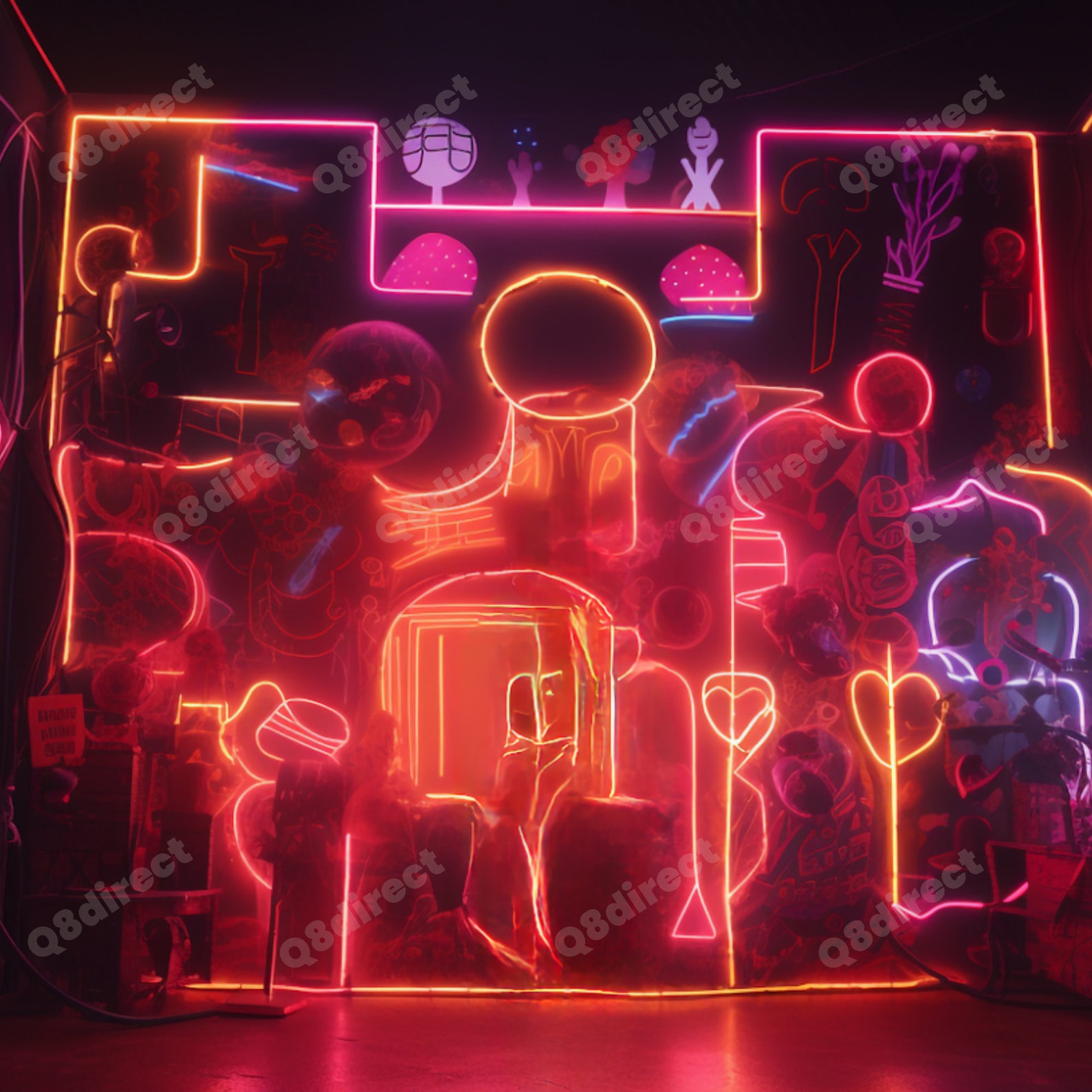 Neon Lights Digital Backdrops, Neon Effect Backgrounds, Glowing ...