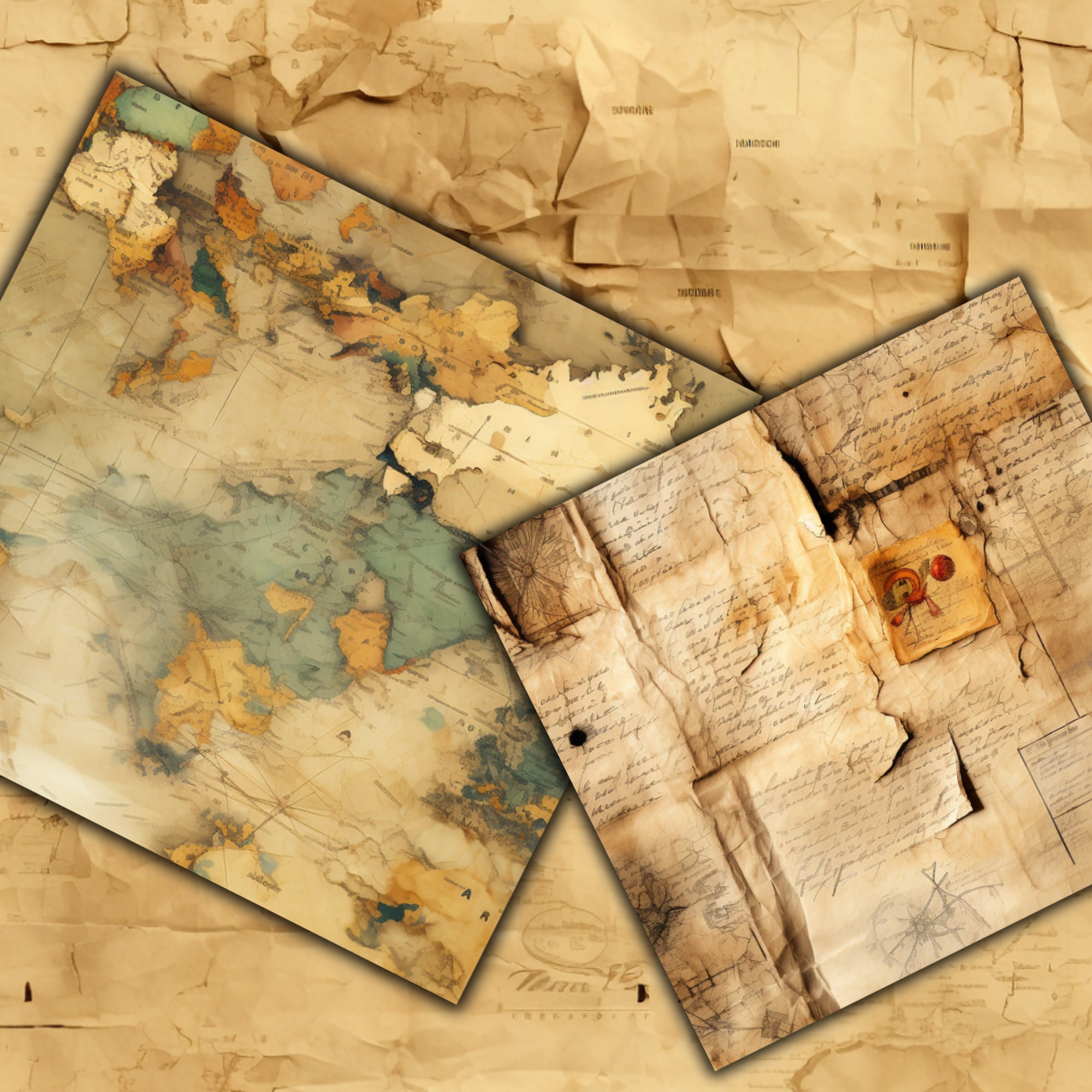 40 Vintage Paper Seamless Patterns Antique Documents Digital - Etsy