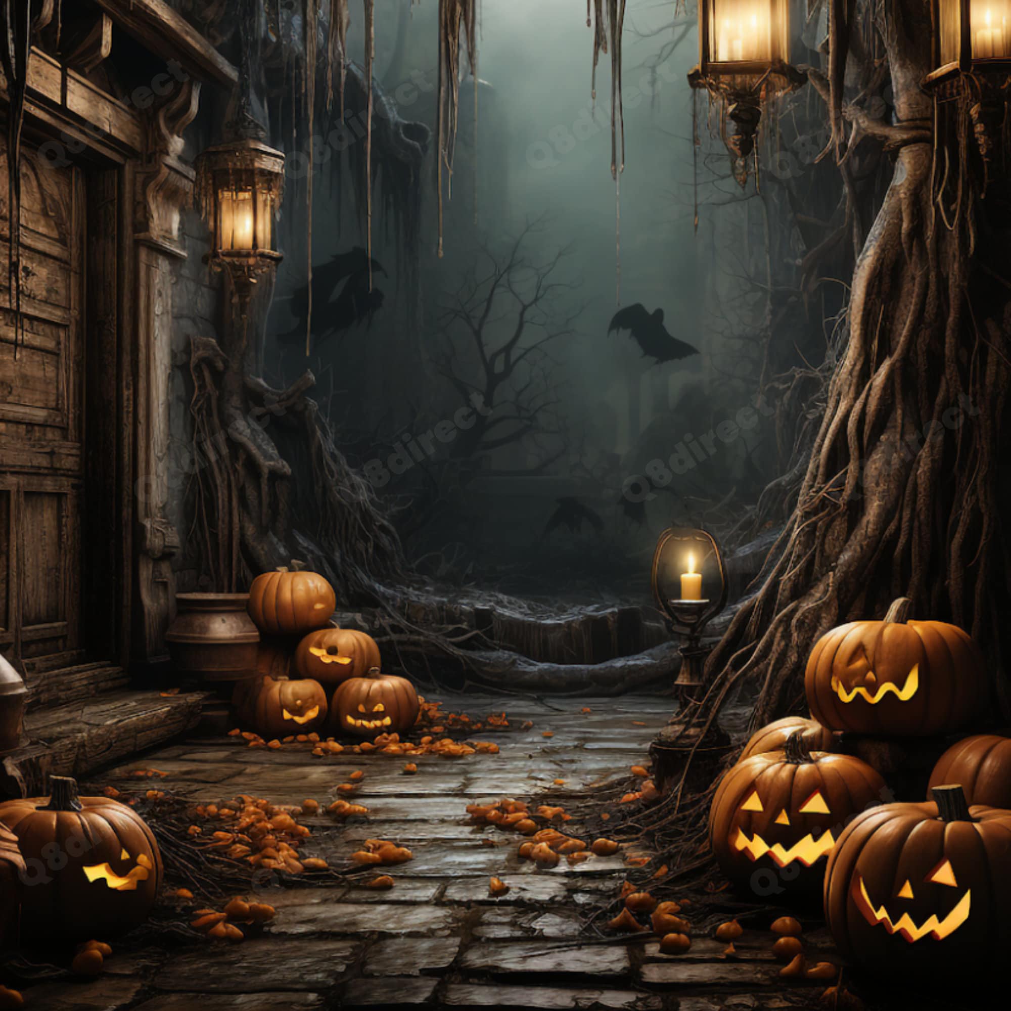 Holloween Digital Backdrops, Horror Scary Digital Backdrops, Halloween ...