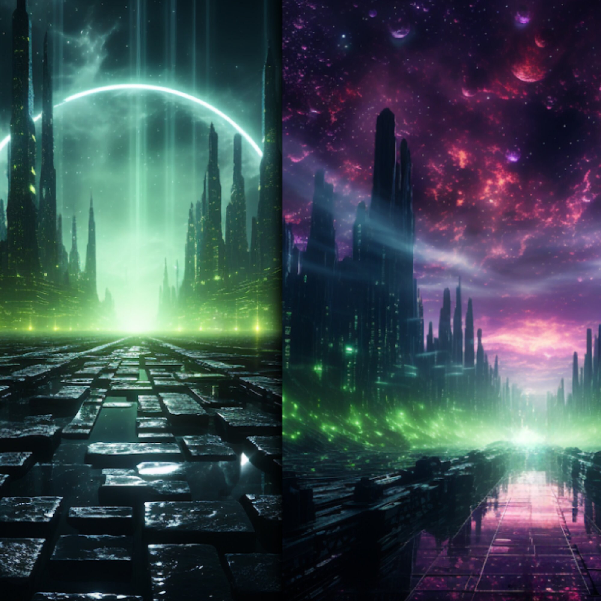 Neon Galaxy Glitch Digital Backdrops, Abstract Backdrop, Nebula Paper ...