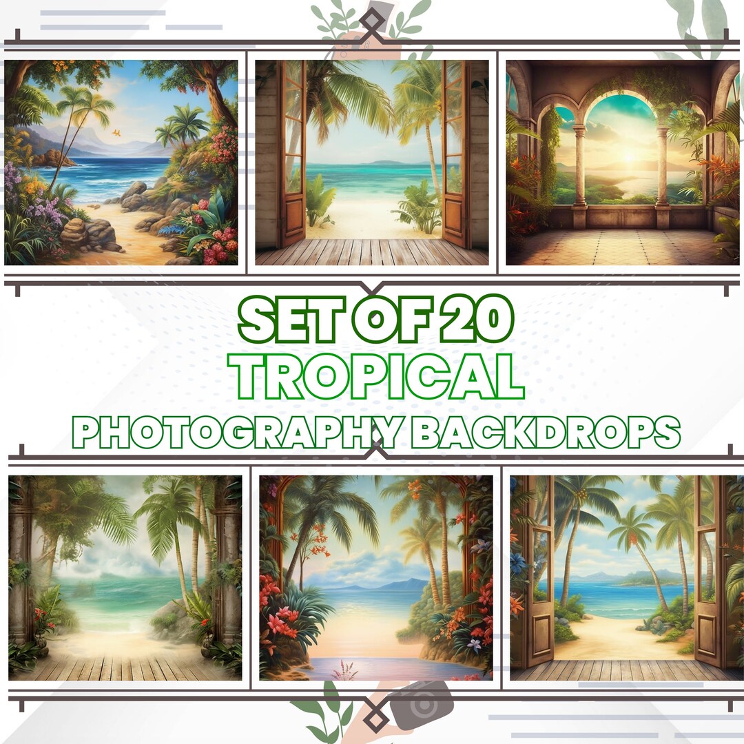 Tropical Paradise: Set of 20 Exotic 300dpi Tropical View Backdrops - Etsy