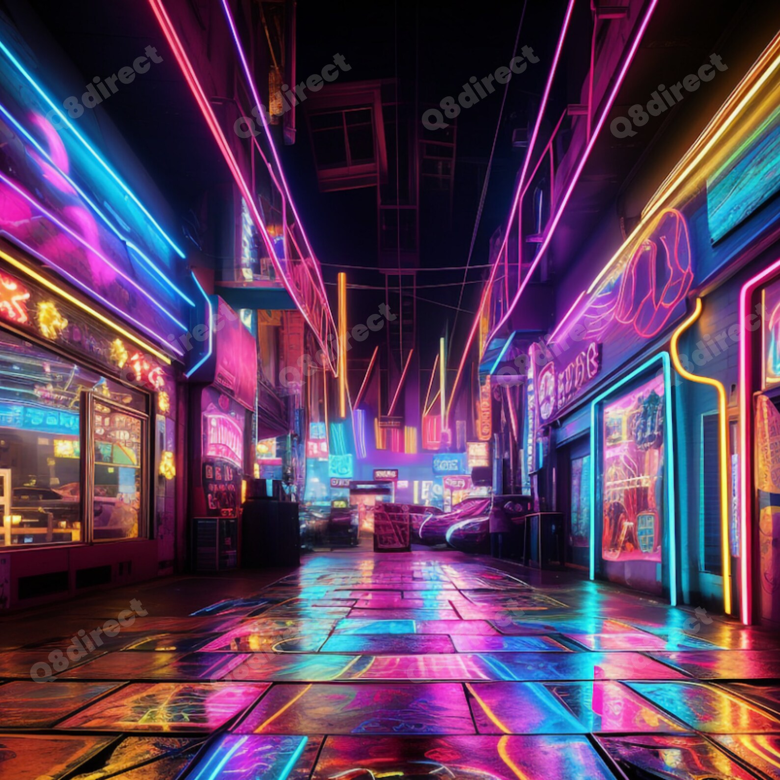 Neon Lights Digital Backdrops, Neon Effect Backgrounds, Glowing ...