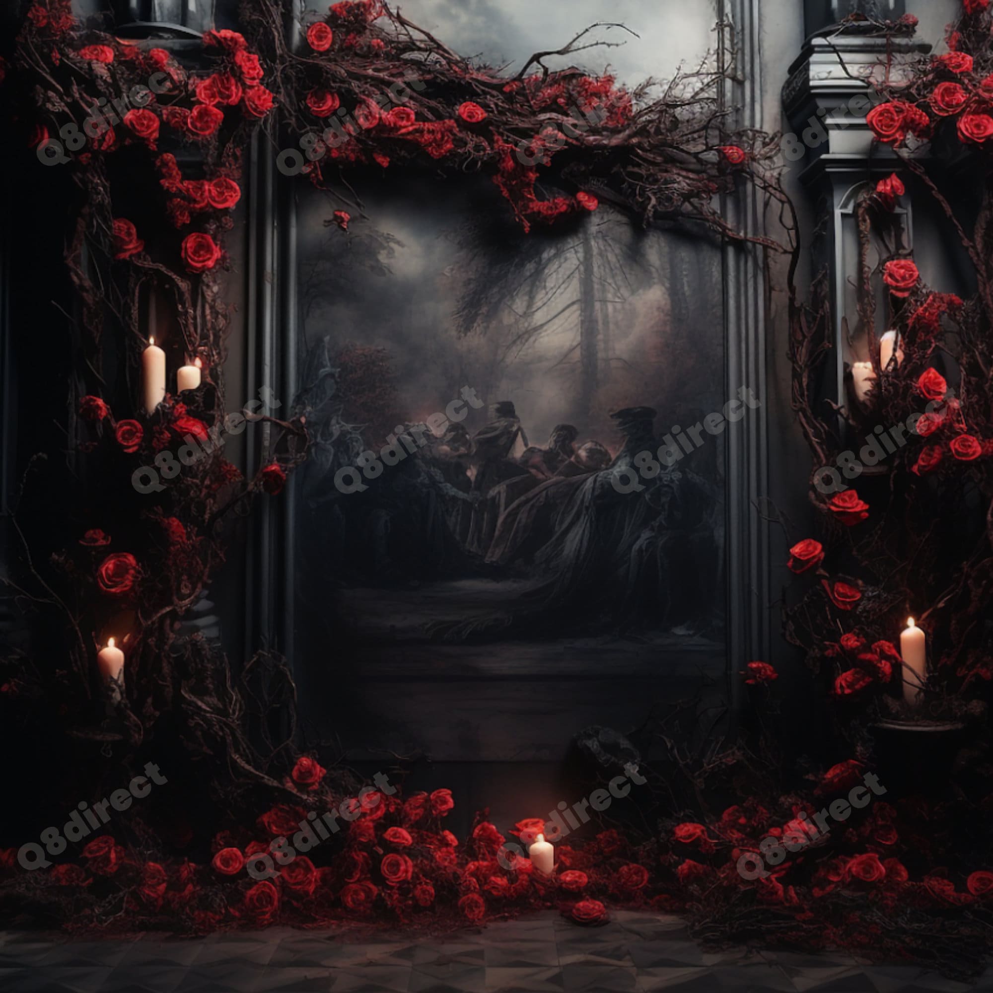 12 Nocturnal Serenade Gothic Backdrops, Dark Moody Floral Bundle ...