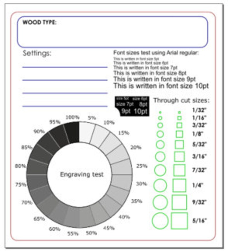 Diode Laser Cutting and Engraving Test Files - Digital Download ...
