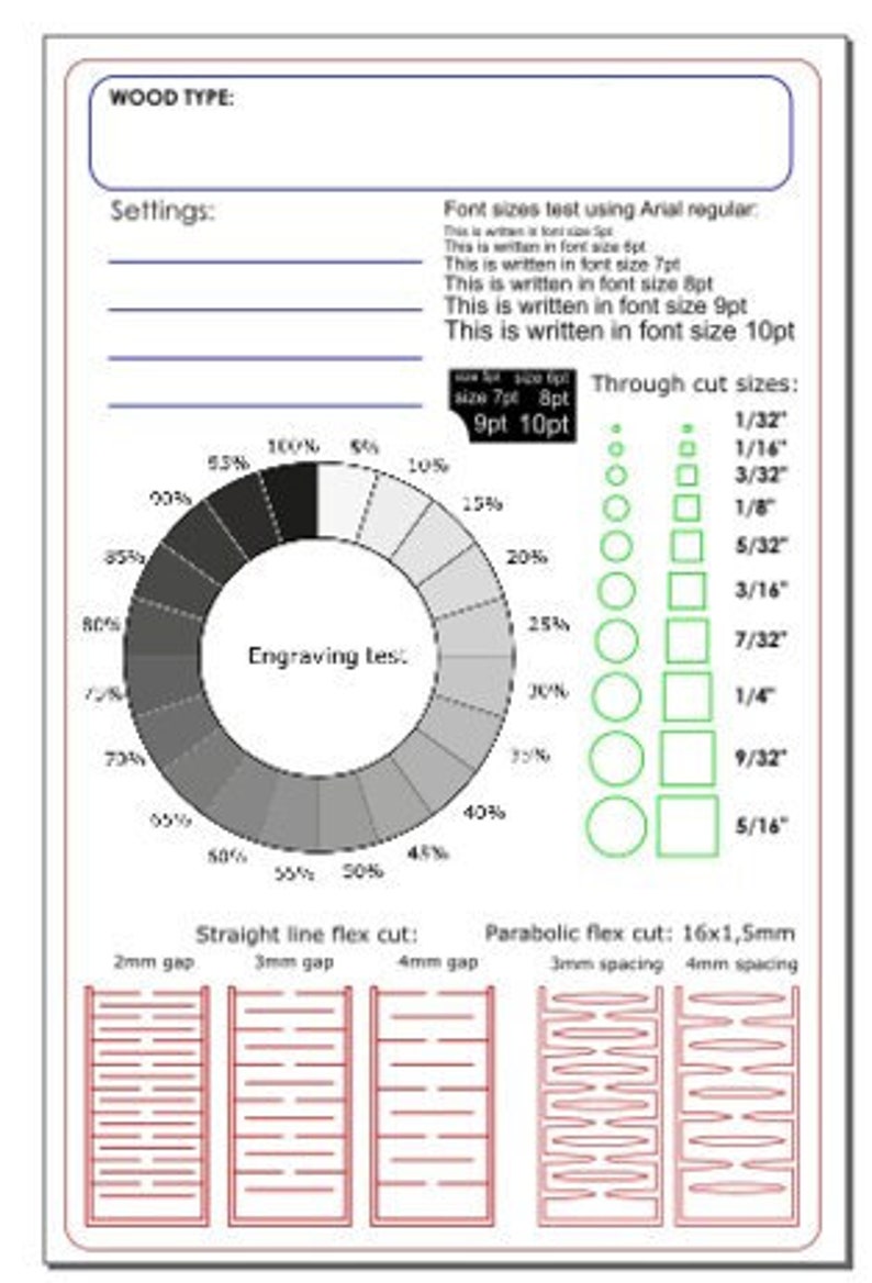 Diode Laser Cutting and Engraving Test Files - Digital Download ...