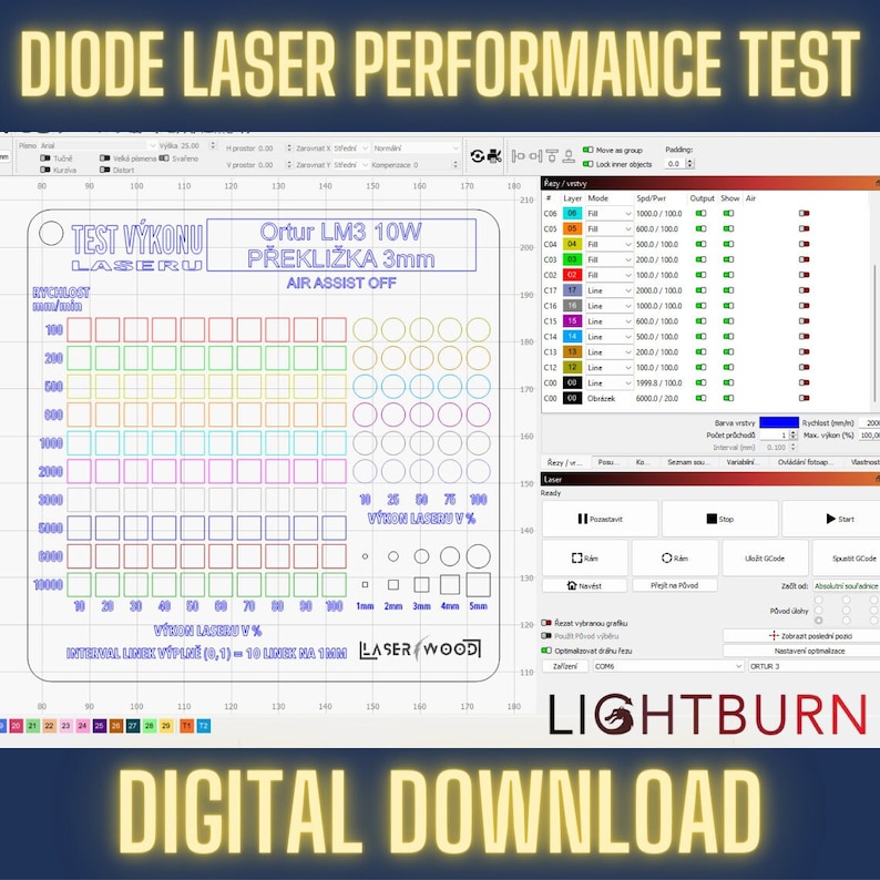 Diode Laser Performance Test Set - Digital Download - Lightburn File - Etsy