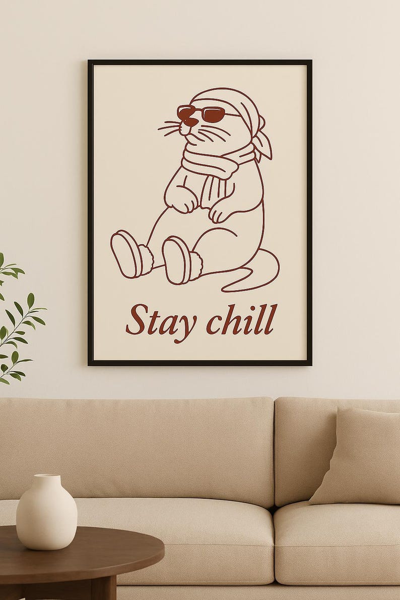 Funny Otter Wall Art Bundle – Printable Animal Line Art Set of 2 | Stay ...