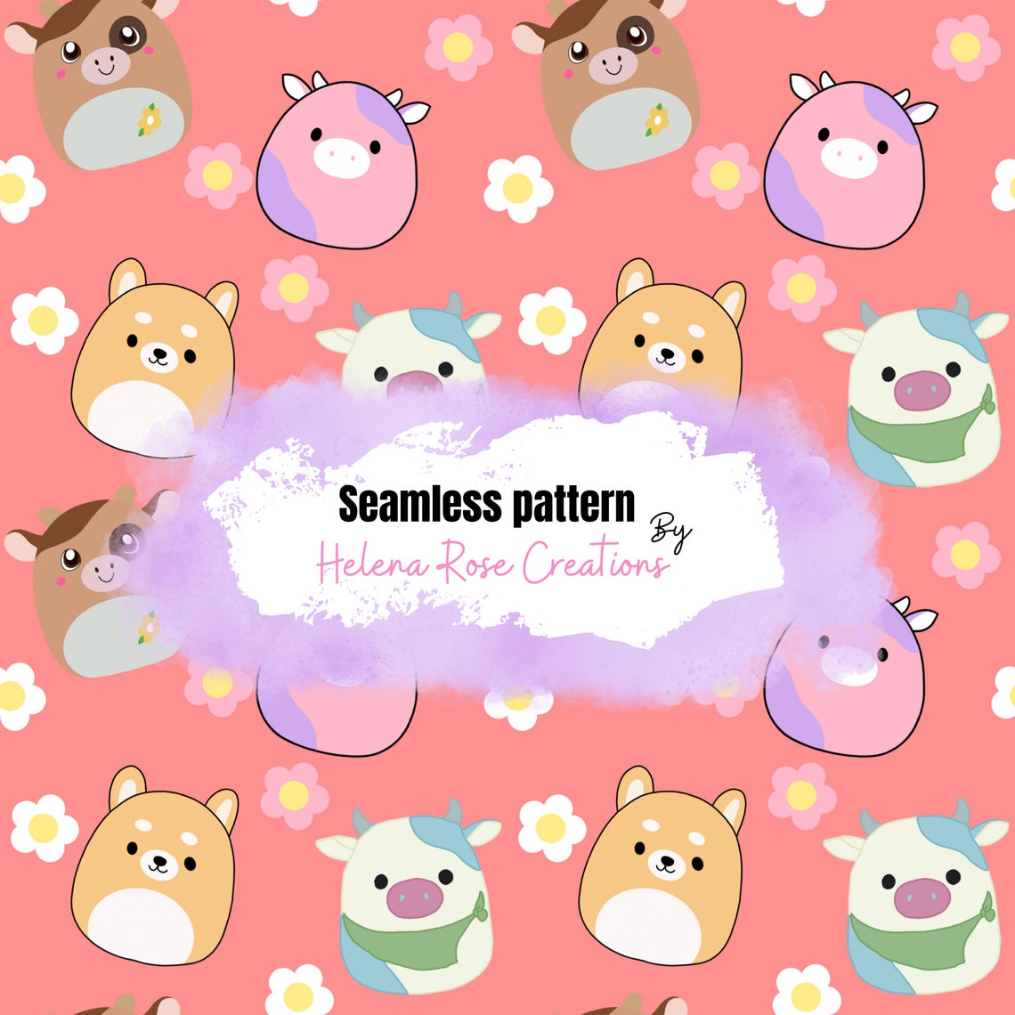 Cute Animal Seamless Files, Squismallow Seamless Pattern, Squishmallow ...