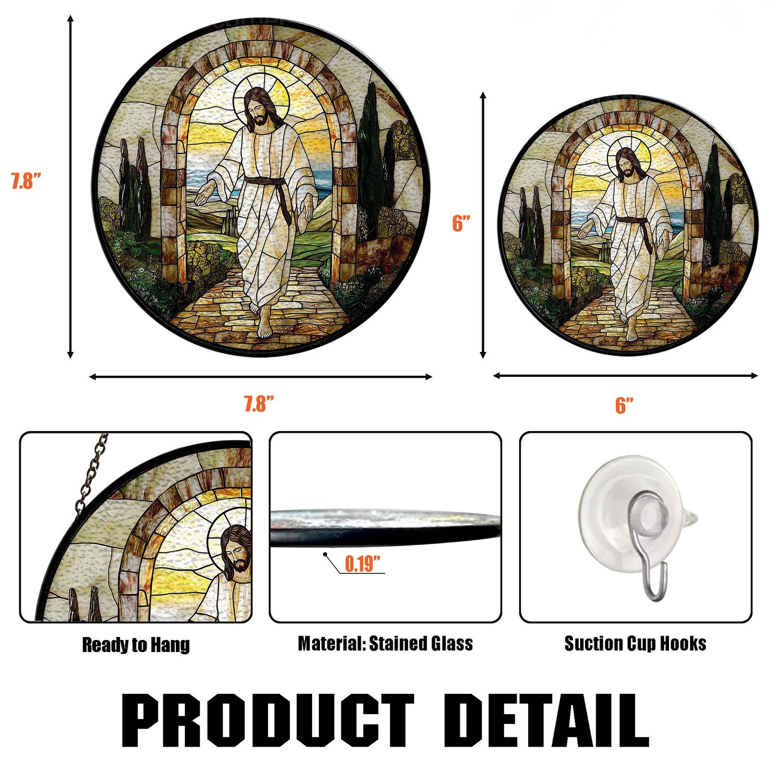 He is Risen Jesus Glass Suncatcher, Religious Window Hanging, Christian ...