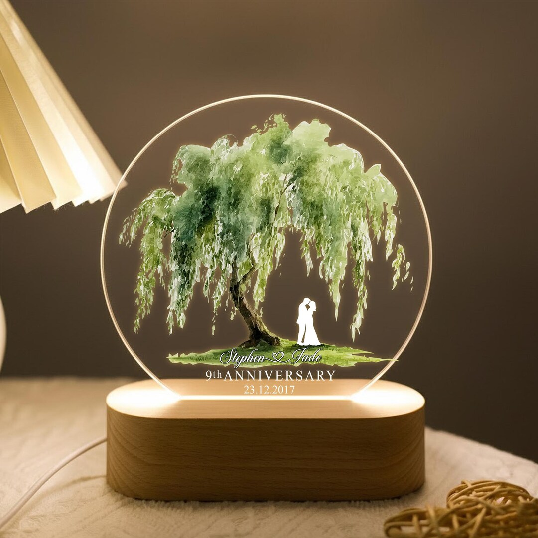 Custom Tree of Love Couples 9th Night Light, 9th Anniversary Led Decor ...