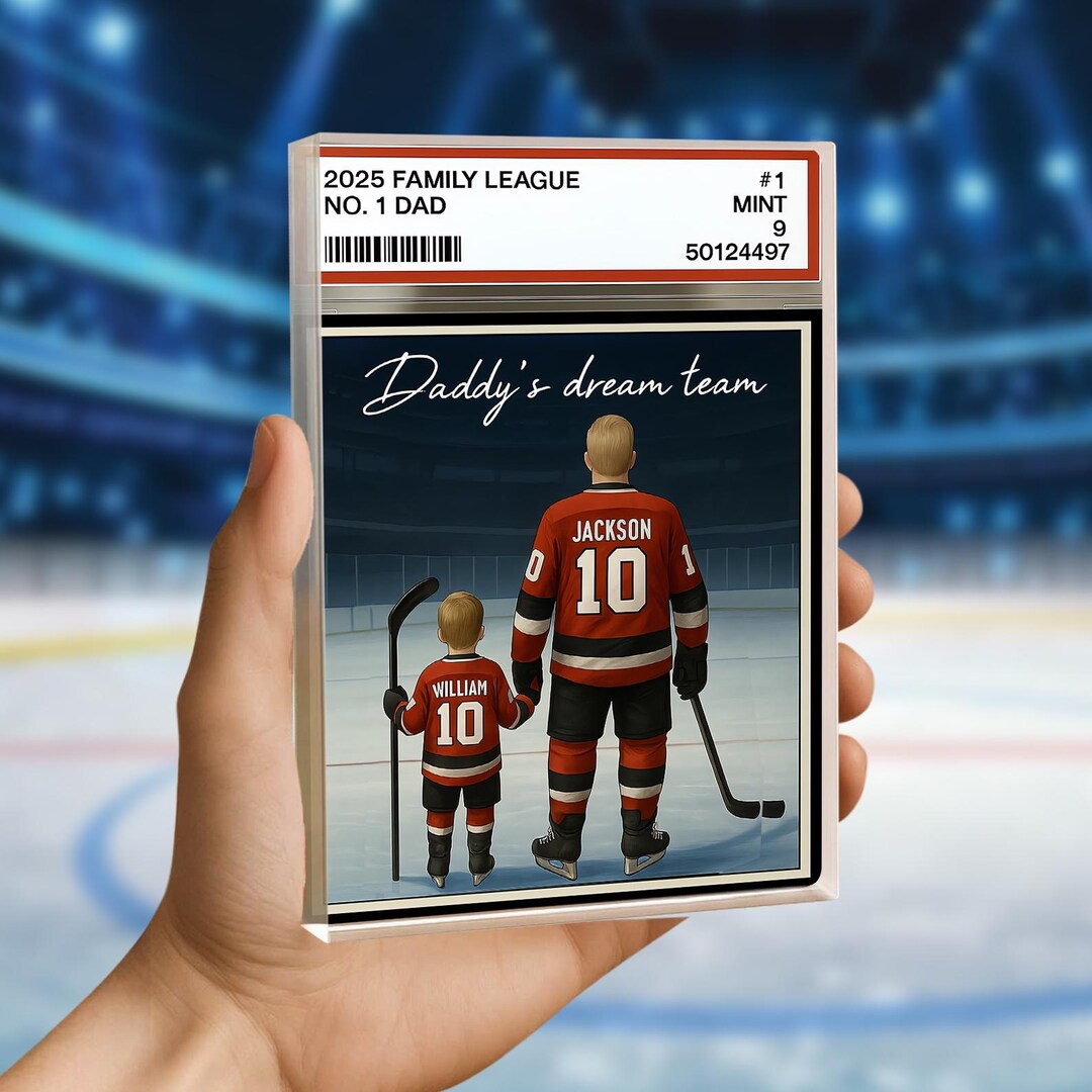 Hockey No. 1 Family Dad Personalized Trading Card Acrylic Block Plaque ...
