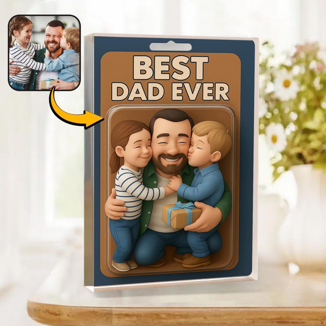 Personalized Photo Dad and Kids Action Figure Acrylic Block, Best Dad ...