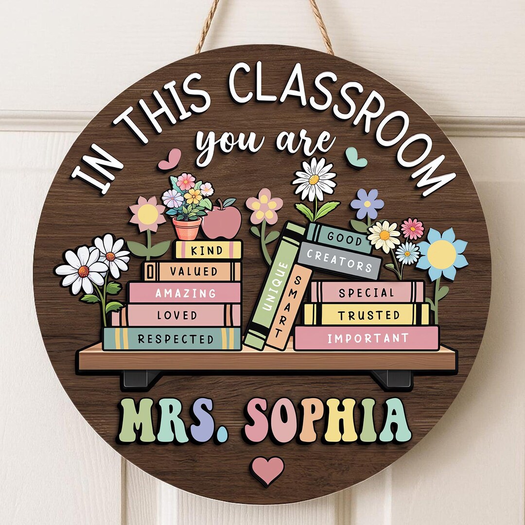 Custom Classroom Door Sign, Classroom Decor, Teacher Wooden Door Sign ...