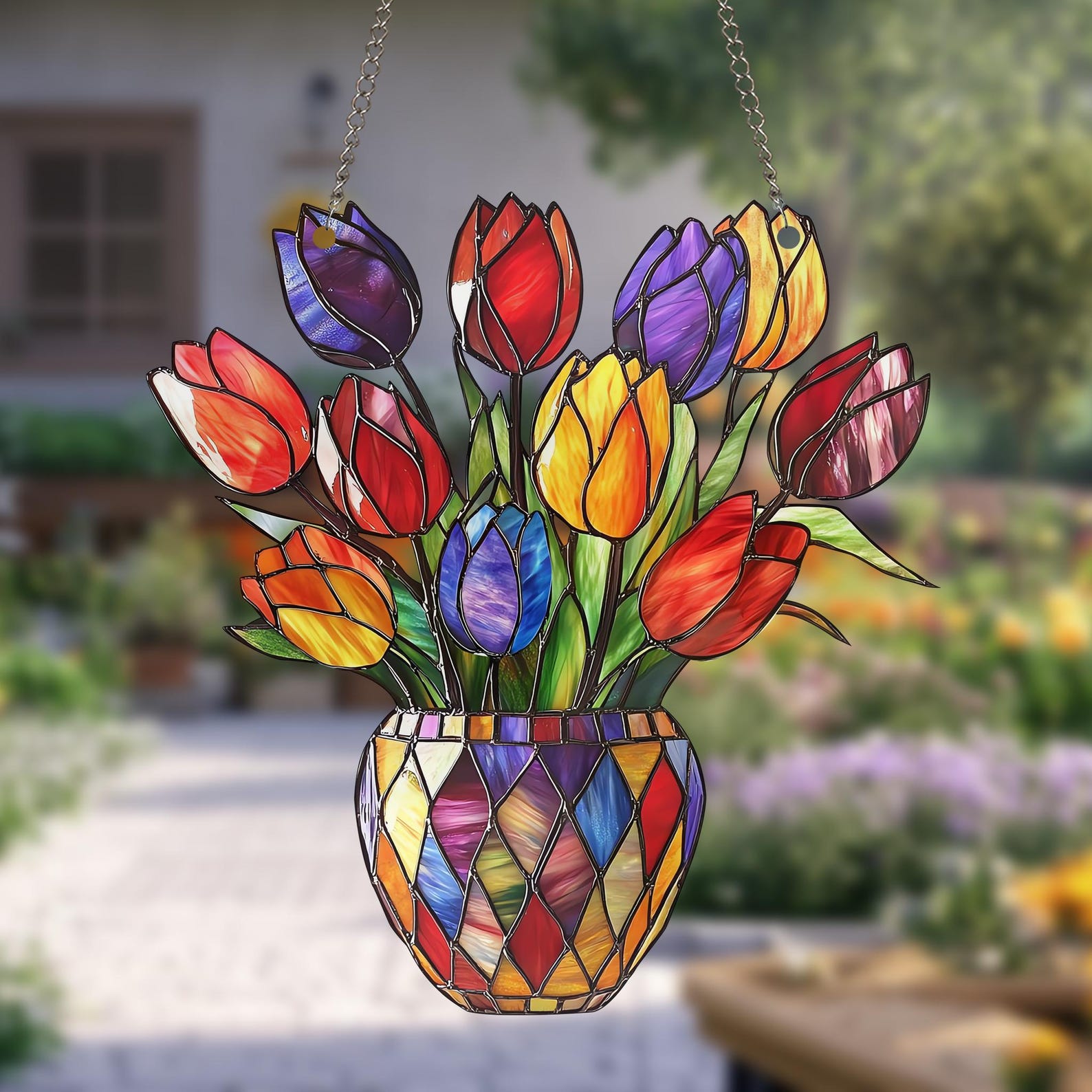 Tulip Window Hanging Basket, Tulip Flower Vase Acrylic Suncatcher ...