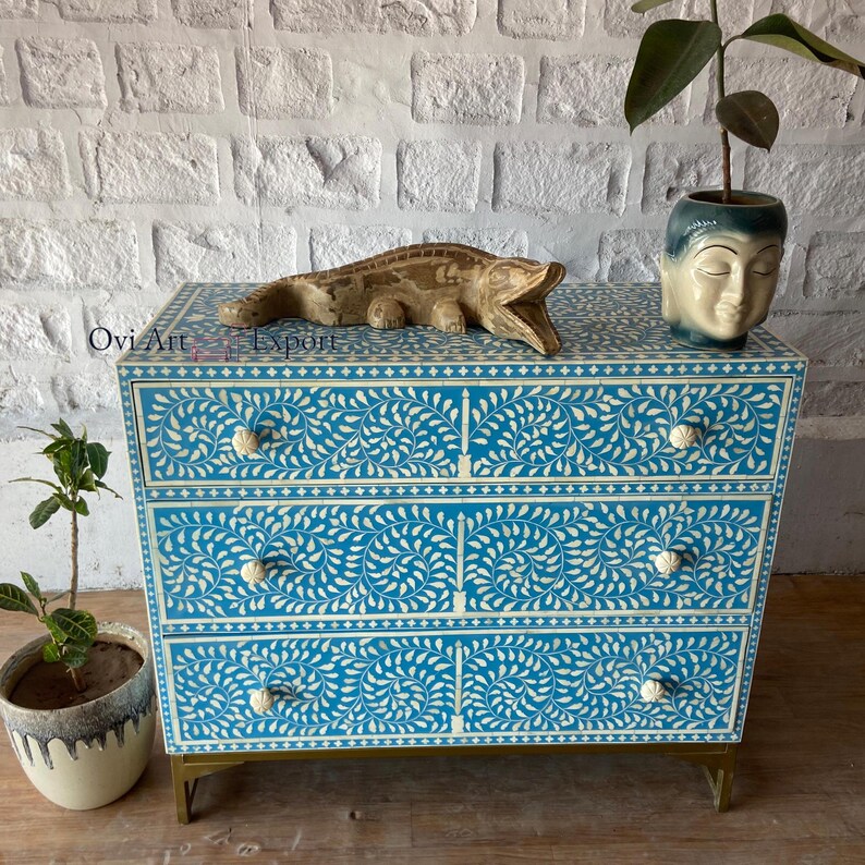 Luxury Wooden Sideboard Buffet Floral Mop Design, Storage Dresser Chest ...