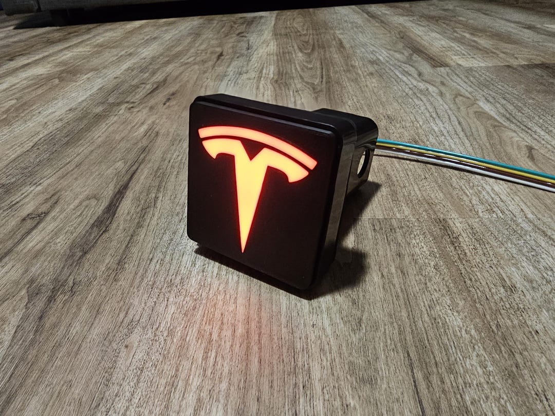 Tesla LED Trailer Hitch Cover 3D Printed - Brake Light Glow, Electric ...