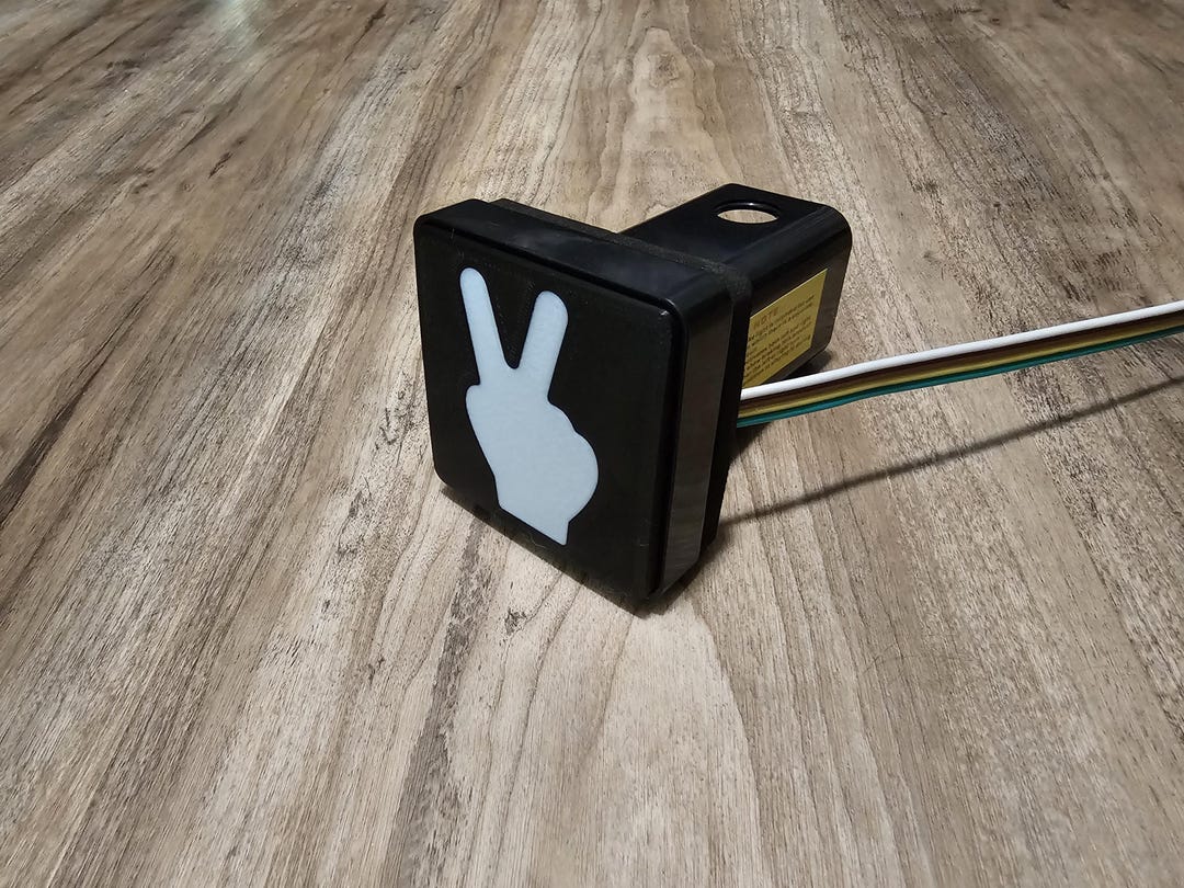 3D Printed LED Peace Sign Hitch Cover – Two-finger Brake Light Symbol ...