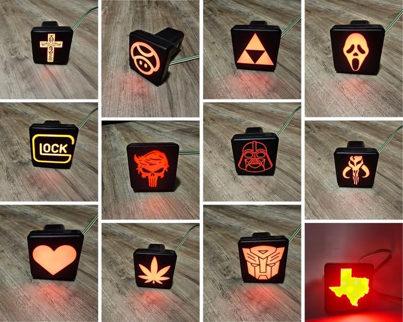 Custom 3D Printed LED Trailer Hitch Cover – Personalized Design With ...