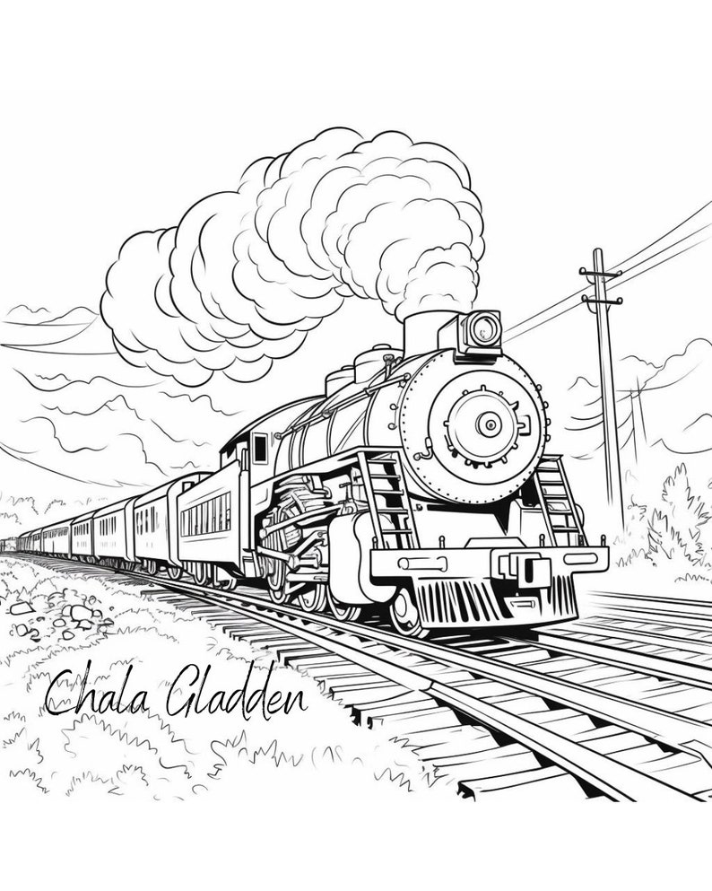 100 Printable Trains and Things Instant Download Coloring Pages Fun for ...