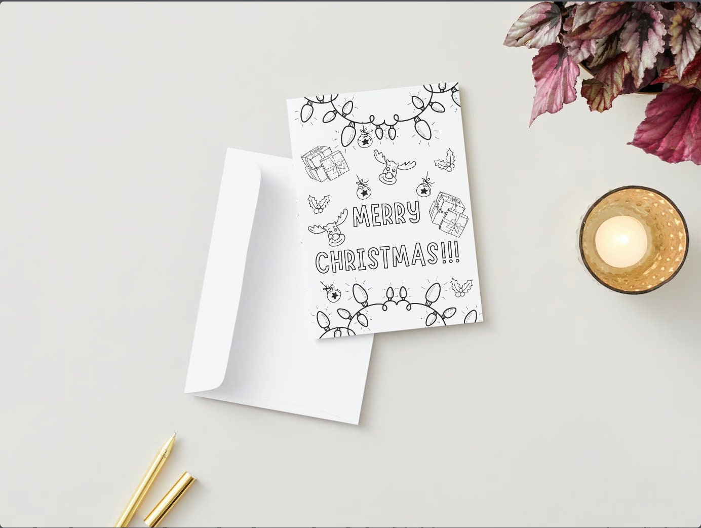 Holiday Coloring Card: Printable Christmas Activity (digital Download ...