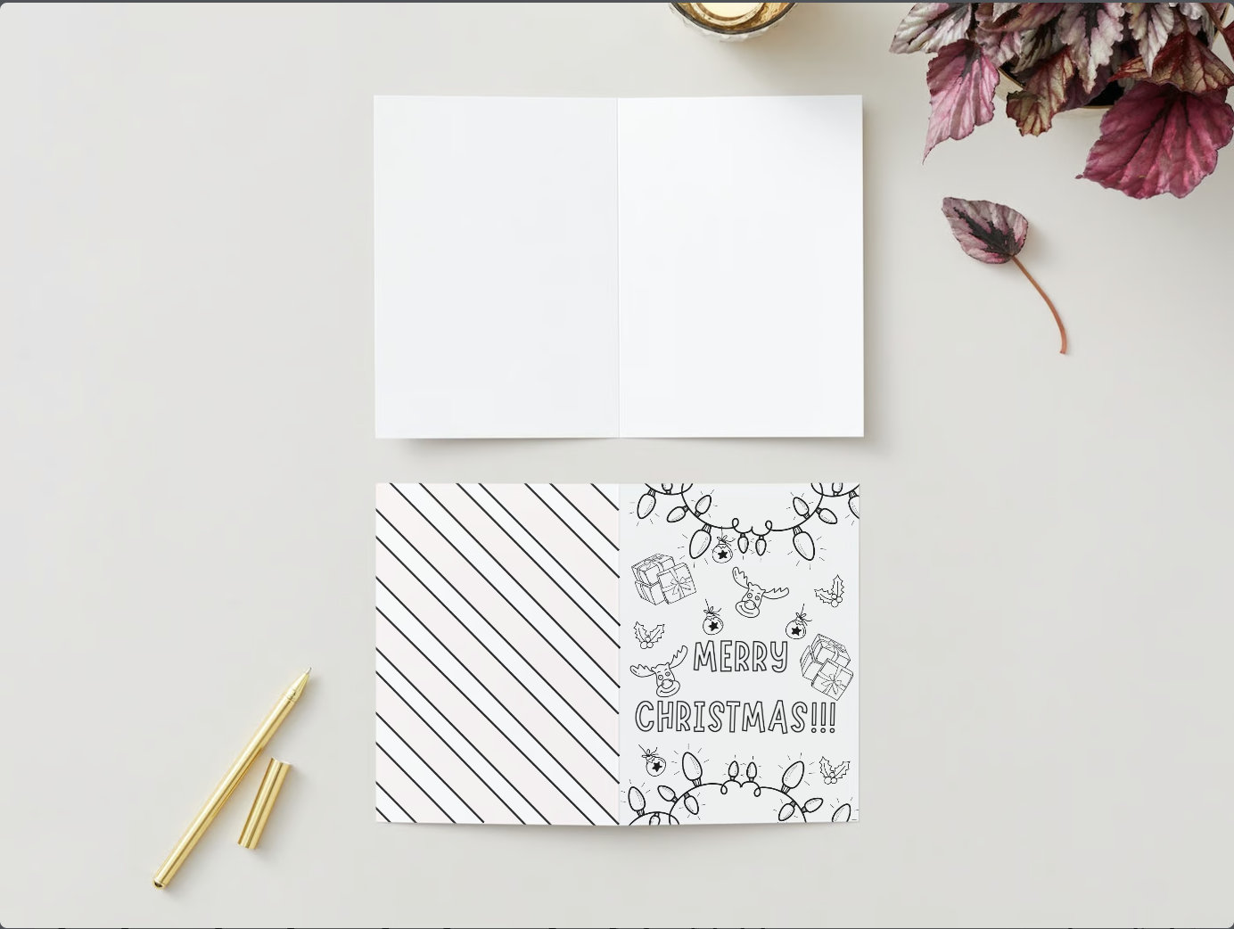 Holiday Coloring Card: Printable Christmas Activity (digital Download ...