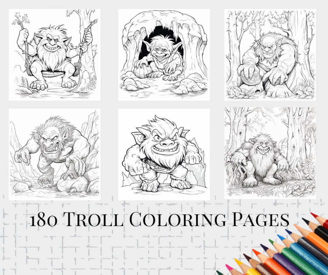 180 Printable Troll Instant Download Coloring Pages for Kids and Adults ...