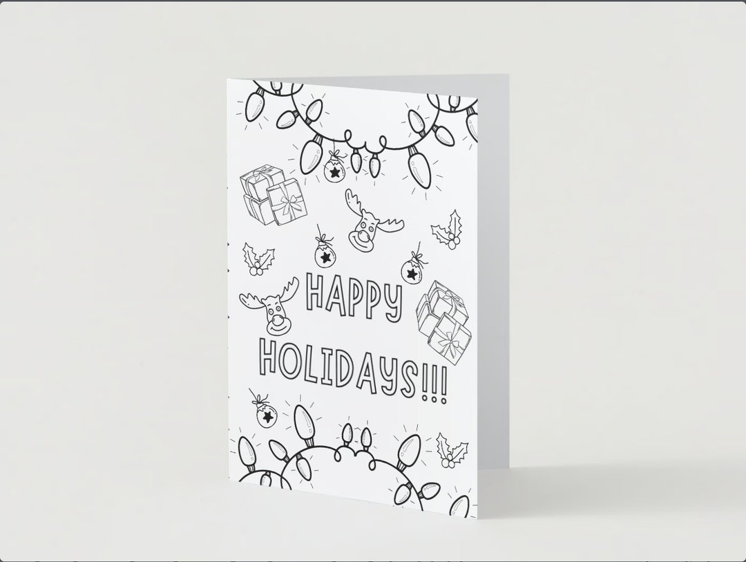 Holiday Coloring Card: Printable Christmas Activity (digital Download ...