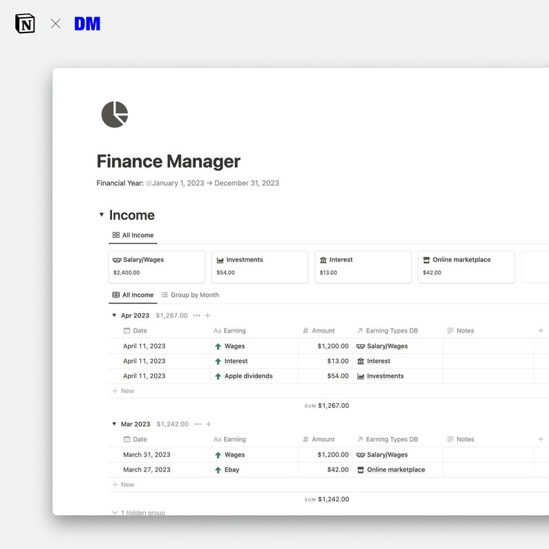 Notion Finance Manager Template - Etsy