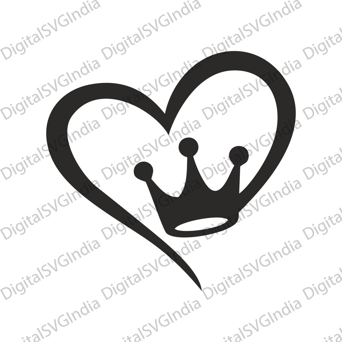 Princess Heart SVG, Princess Crown SVG, Sketch Heart Crown Svg ...