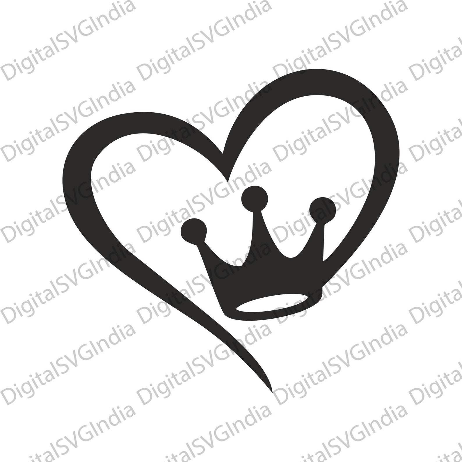 Princess Heart SVG, Princess Crown SVG, Sketch Heart Crown Svg ...