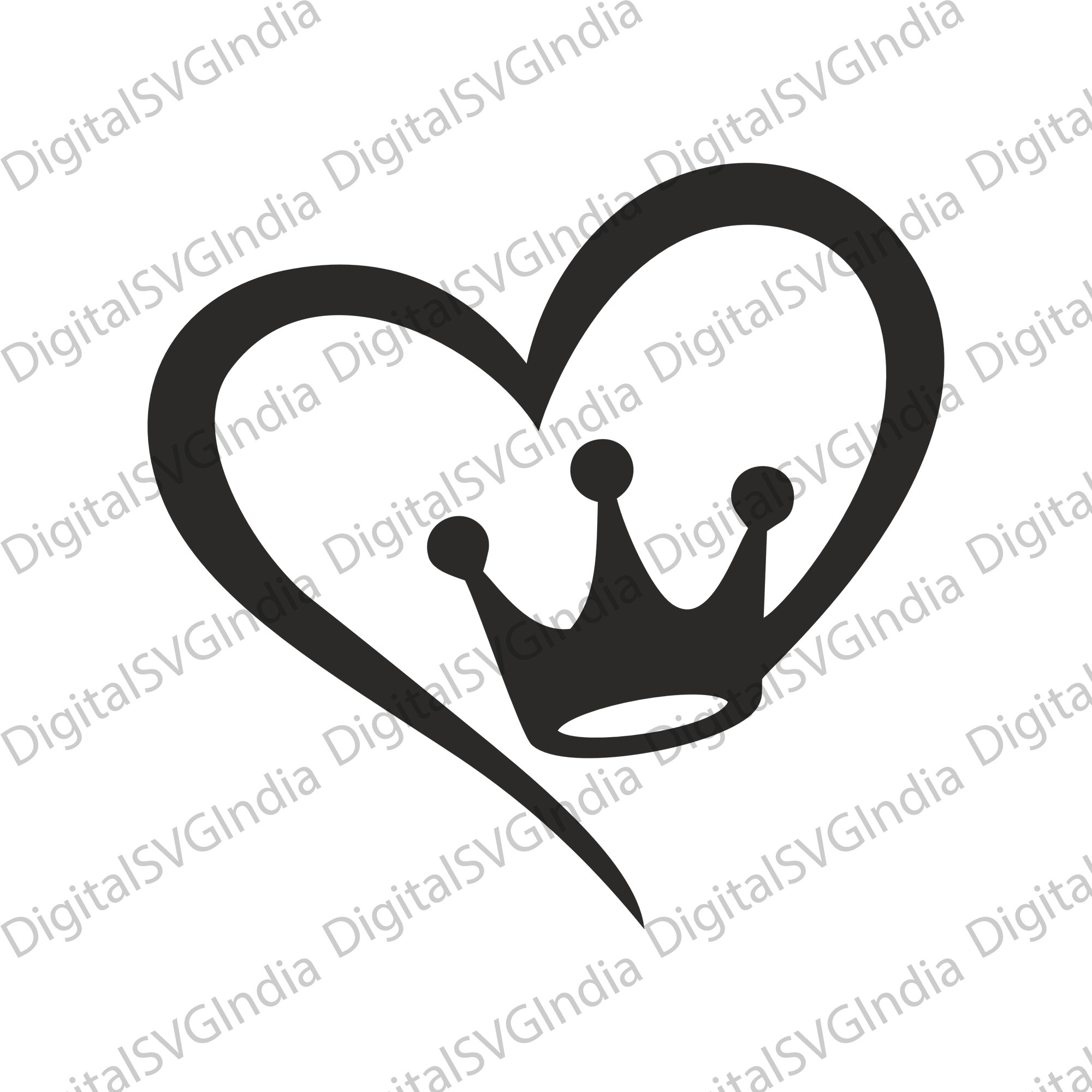 Princess Heart SVG, Princess Crown SVG, Sketch Heart Crown Svg ...
