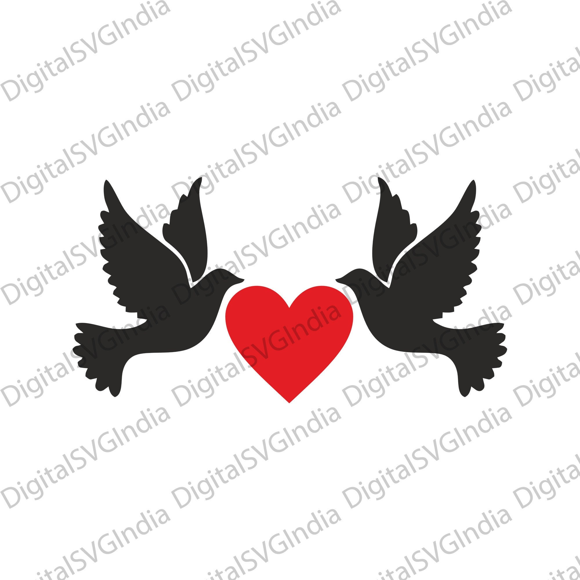Couple Dove Svg, Dove Peace Sign, Bird SVG Silhouette Cameo Cricut ...